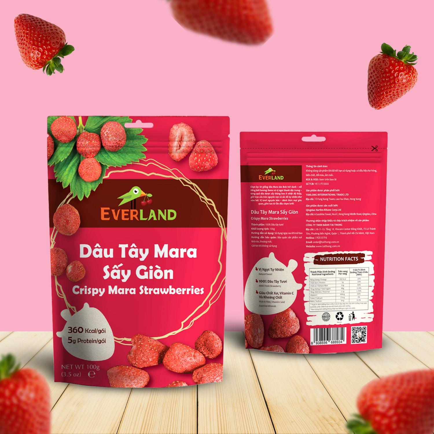 Dâu Tây Mara Sấy Giòn 100g
